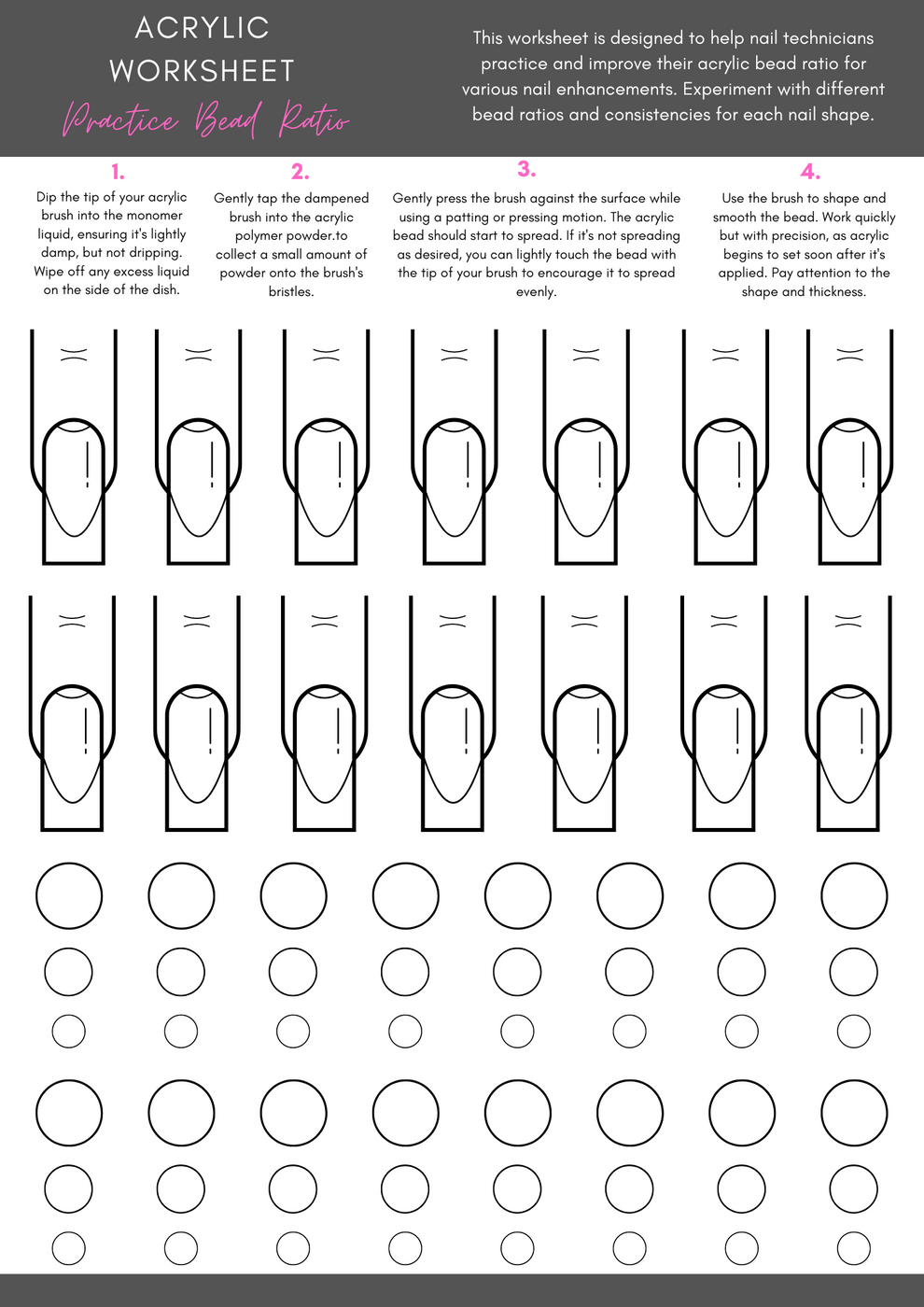 Acrylic Bead Ratio Practice Sheet – Sassy Nailz By D